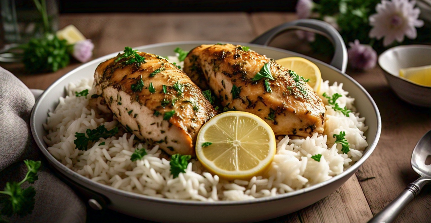 One-Pan Wonder: Easy Lemon Herb Chicken and Rice - KENZ RECIPES